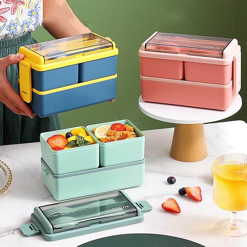 2-Layer-Portable-Leakproof-Snack-Lunch-Bento-Box-Kid-Student-Microwave ...