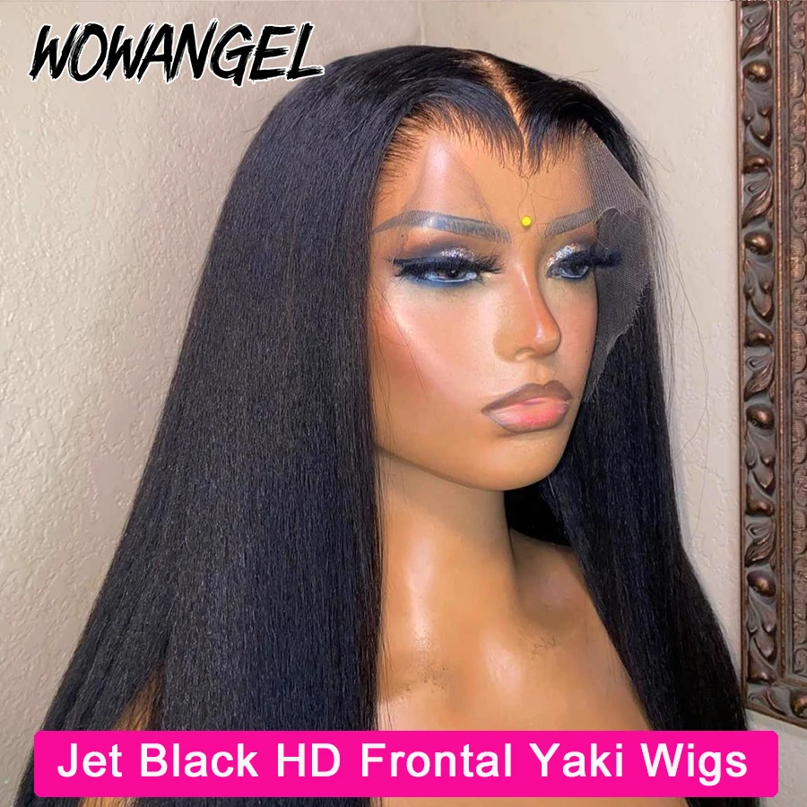 Wow-Angel-Jet-Black-13x6-13x4-HD-Lace-Front-Wigs-Yaki-Straight-Human ...