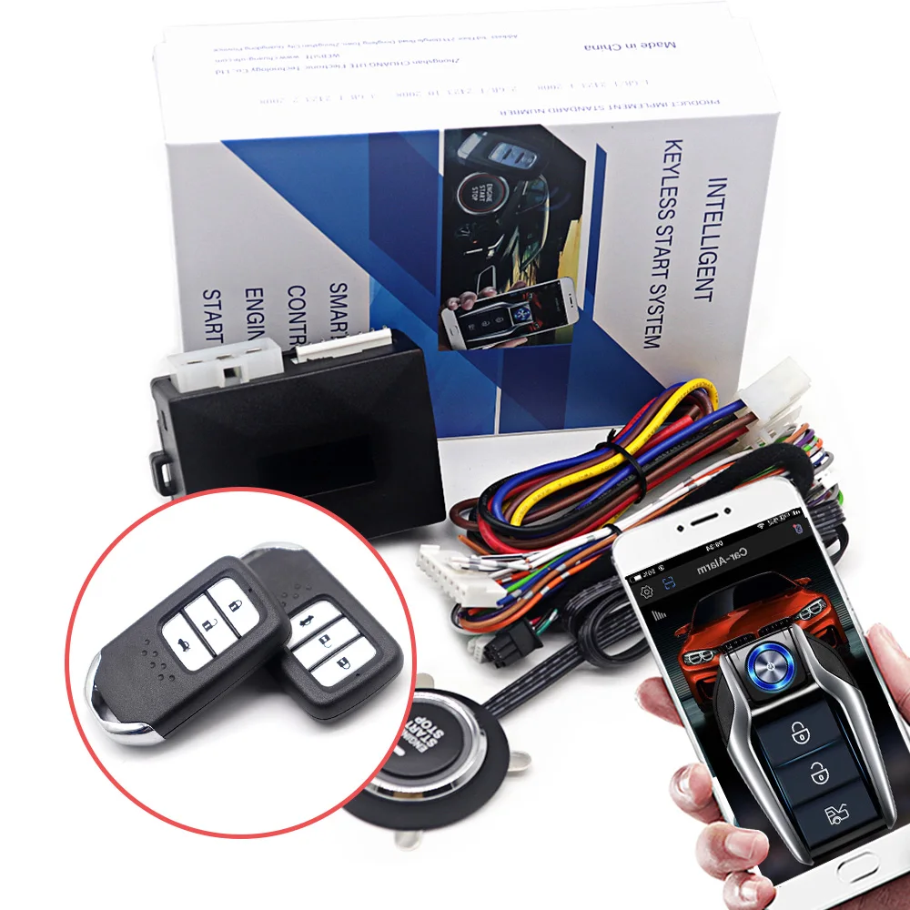 Auto Start Stop Push One Button Keyless Entry System Alarm With ...