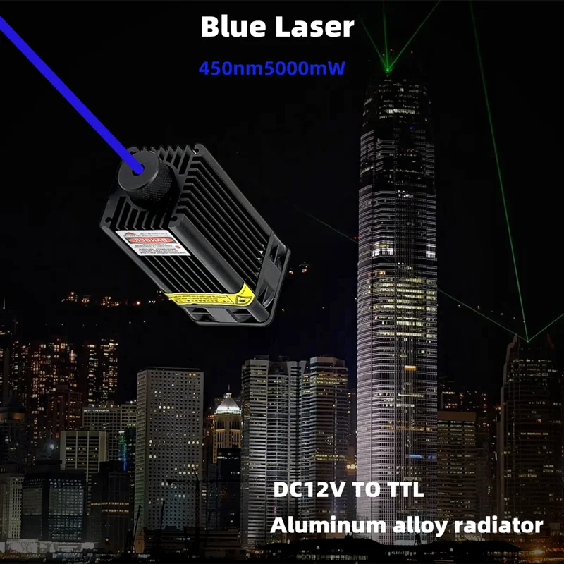 5000mW 450nm Blue Light Beam Laser Visible Light Adjustable Focus ...