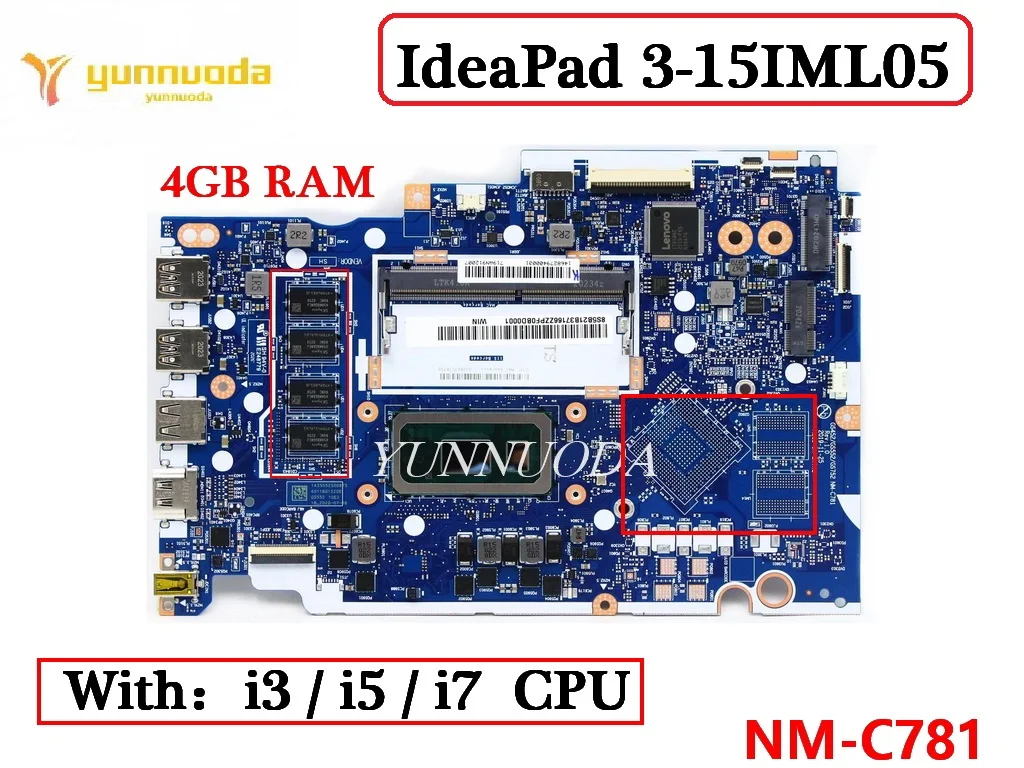 Placa base NM-C781 para portátil Lenovo ideapad 3-15IML05V15, G1-IML ...