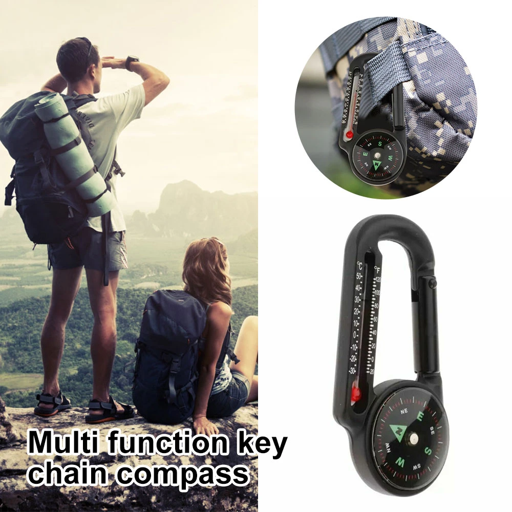 1Pcs Hook Compass Mini Metal Compass Keychain Outdoor Camping Hiking ...