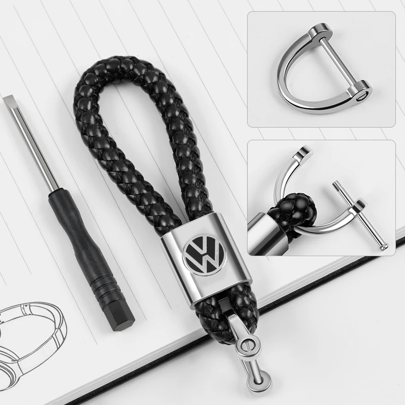 Metal/Leather Car Styling Keychain For VW Volkswagen Golf Polo Passat ...