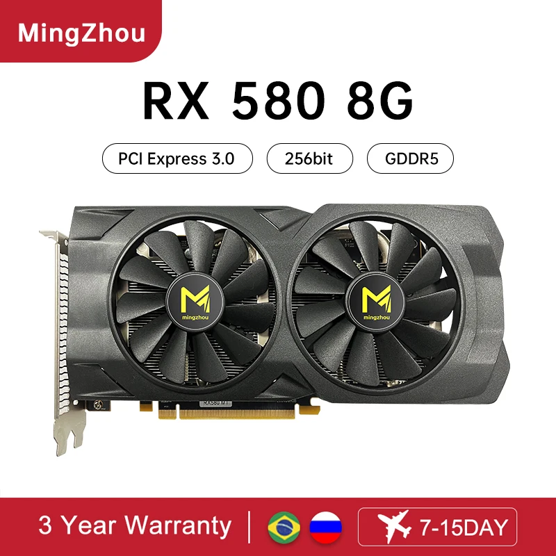 AMD GPU 그래픽 카드, RX 580, 8G, 256Bit, 2048SP, GDDR5, 게이머 RX580, Radeon ...