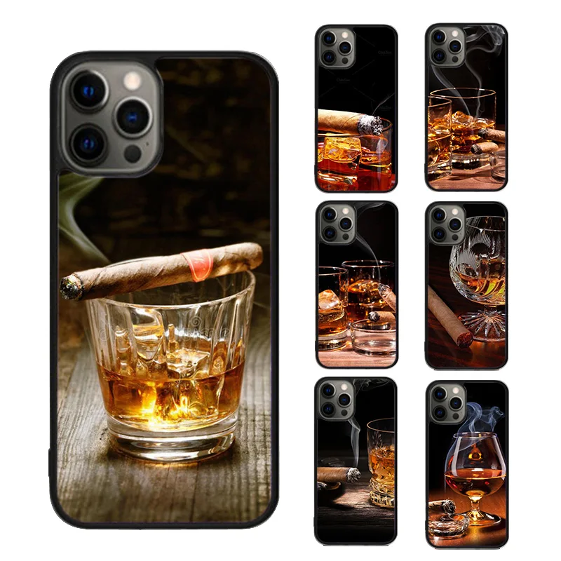 Cigar Whiskey Ice Drink Phone Case cover For iPhone 14 13 Pro Max Coque ...