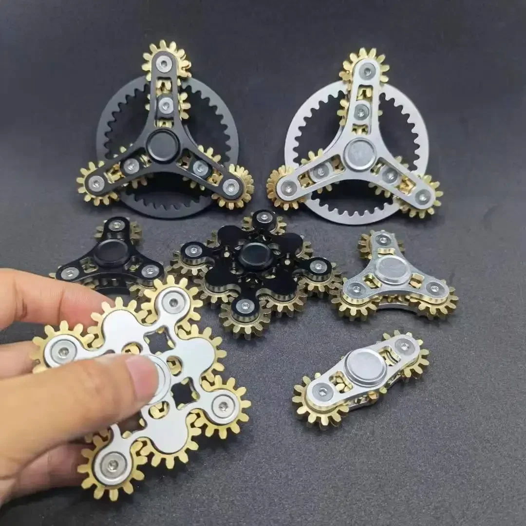 New Double Ferris Gear Fidget Spinner Nine Tooth Linkage Hand Spinner ...