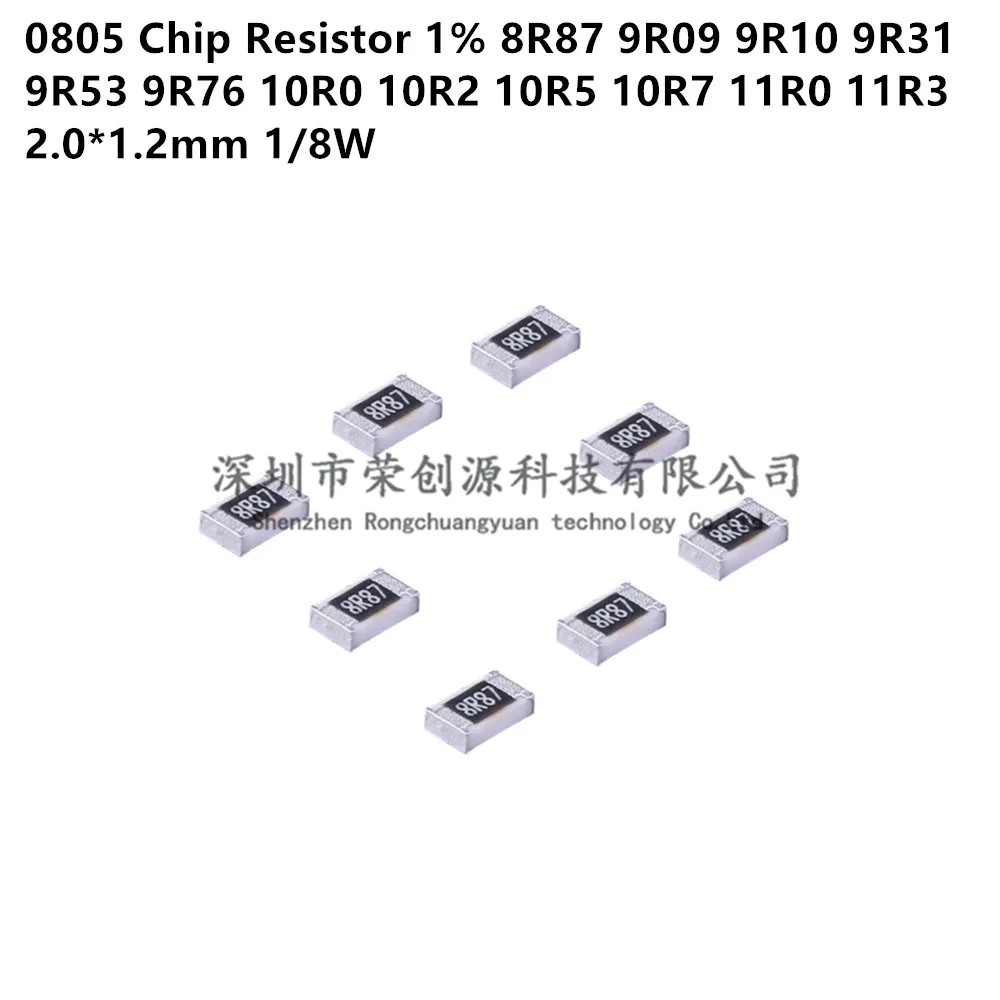 100pcs/lot 0805 smd Chip Resistor 1% 8R87 9R09 9R10 9R31 9R53 9R76 10R0 ...