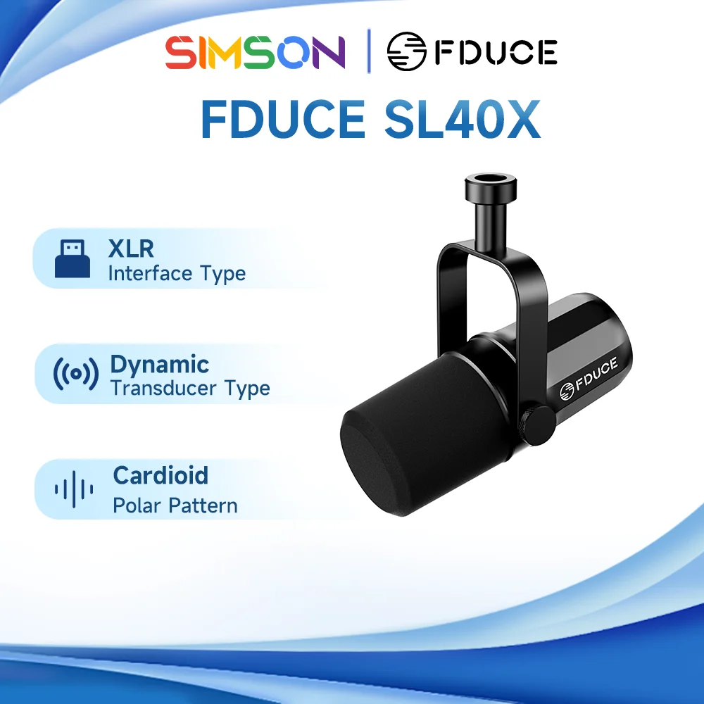 Microfone dinâmico de fduce sl40x xlr com saída de fone de ouvido ...