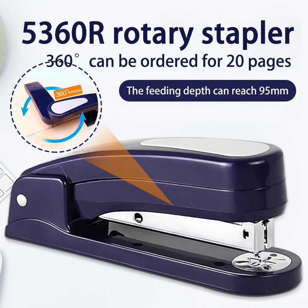 360 rotatable Heavy Duty Stapler Use 24/6 Staples Effortless Long ...