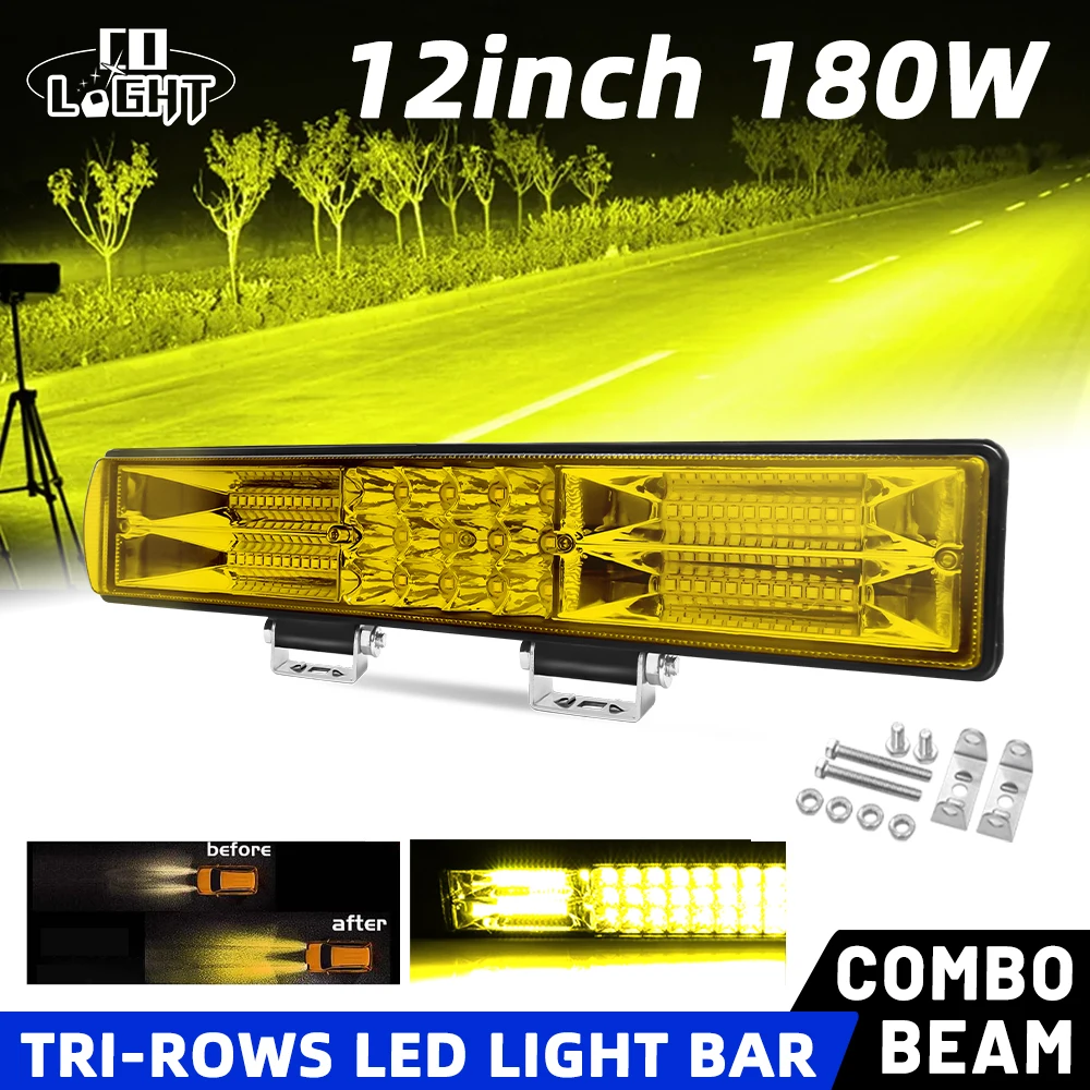 HL-12V-24V-LED-Light-Bar-3000K-Amber-Spot-Flood-Combo-Beams-Work-Light ...