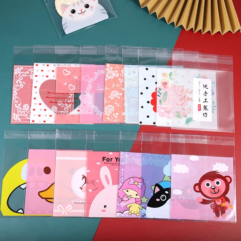 100pcs/lot Self-Adhesive Plastic Bags Cartoon Cookie&Candy Bag For ...