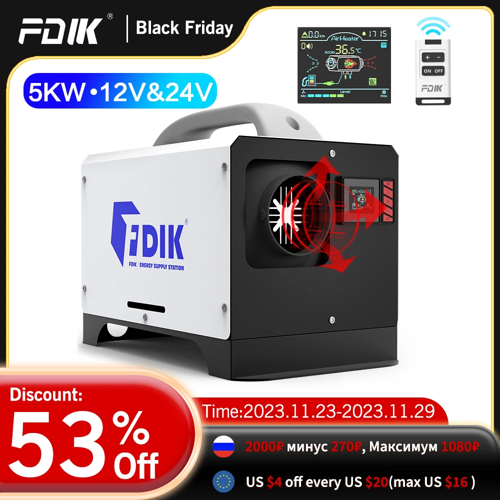 FDIK-Car-Diesel-Heater-5KW-All-In-One-12V-24V-Bluetooth-Control-Air ...