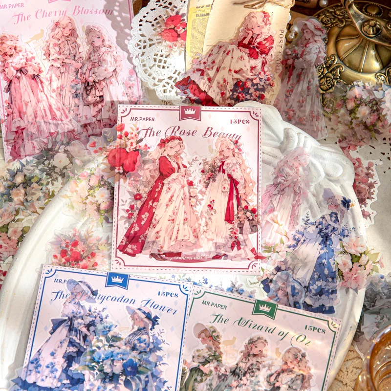 Mr-Paper-4-Style-15-Pcs-Pack-PET-Stickers-Cute-Girly-Element-Handbook ...