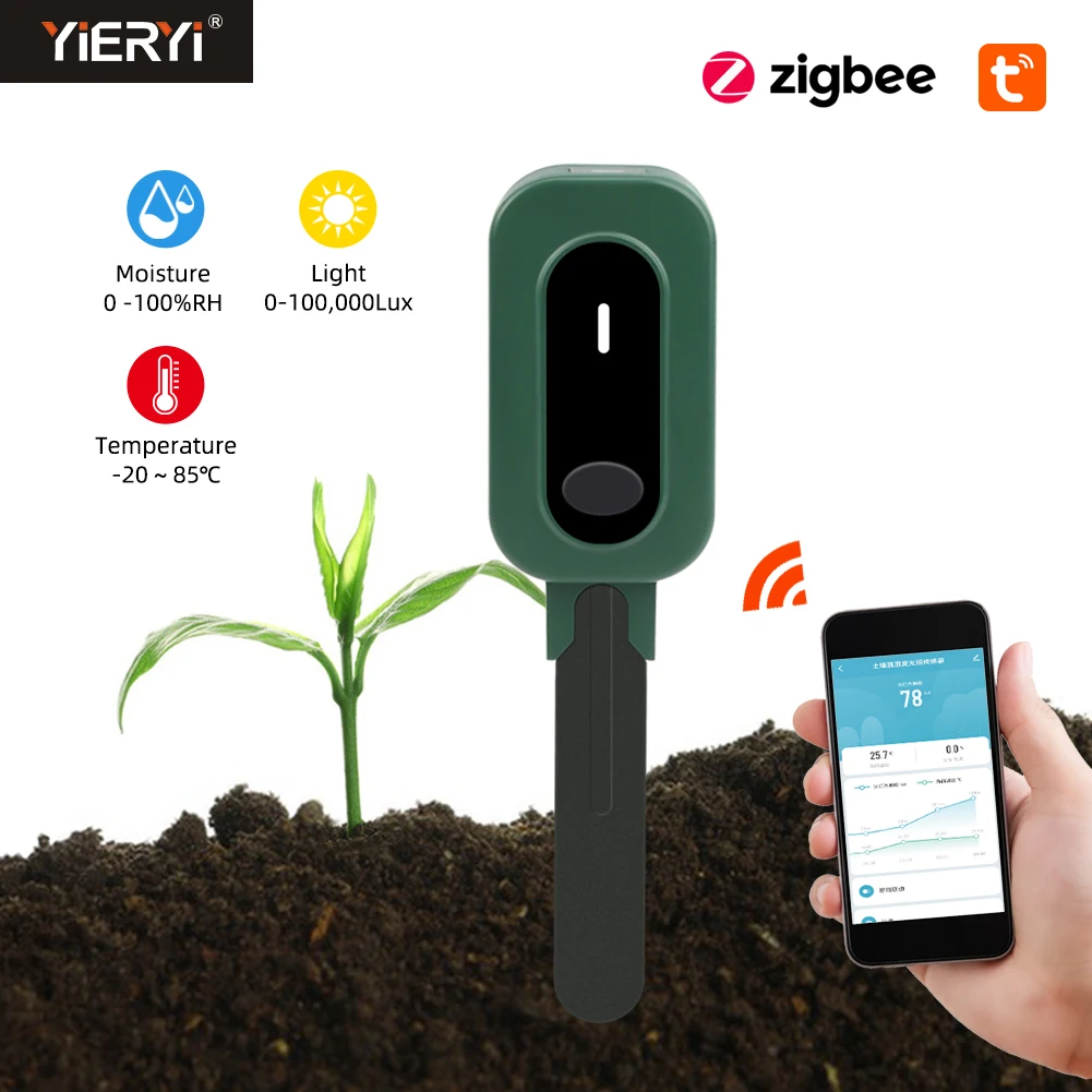 Yieryi-Zigbee-Tuya-Soil-Tester-Sunlight-Temp-Moisture-Meter-Smart-Soil ...