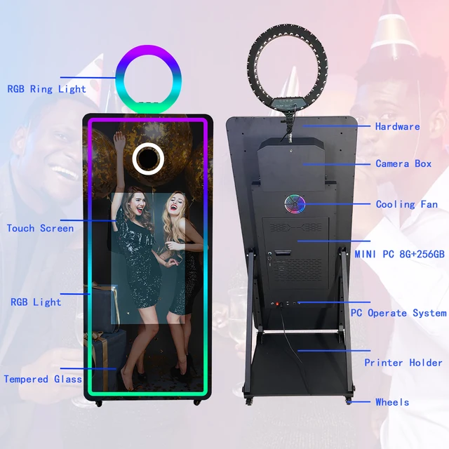 Mirror Photo Booth Selfie Led Frame Portable Touch Screen Magic Mirror Booth Machine With Camera ...