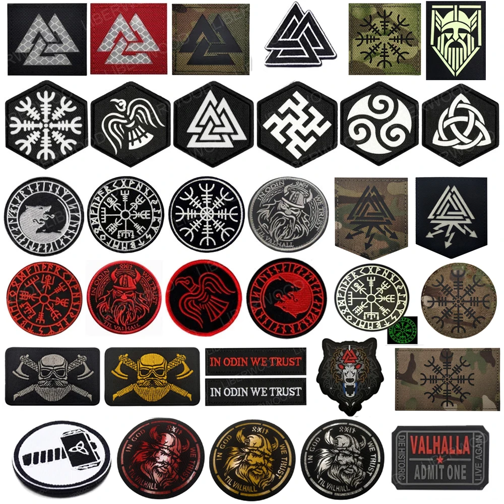 Ir Infrared Reflective Viking Wolf Patch Pvc Valhalla Admit One Pirate Live Again Die Historic ...