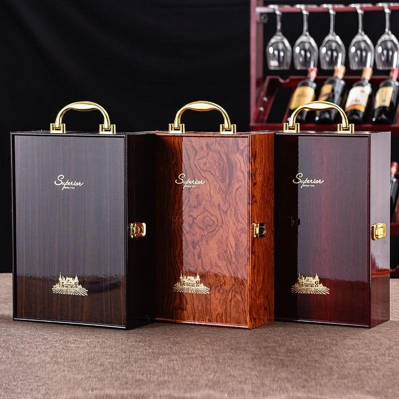 Double-Leather-Box-Wine-Bottle-Box-Luxury-Handle-Wooden-Wine-Box ...