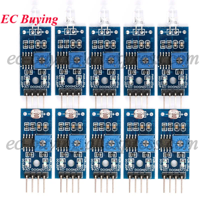 5Pcs-1pc-GL5516-Optical-Sensitive-Resistance-LM393-Photodiode-Module ...
