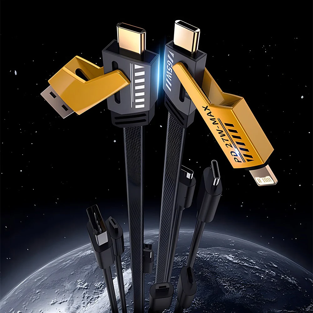 Mech Style 4-in-1 Cable USB A Type-C Dual Connector Lighting Nylon ...