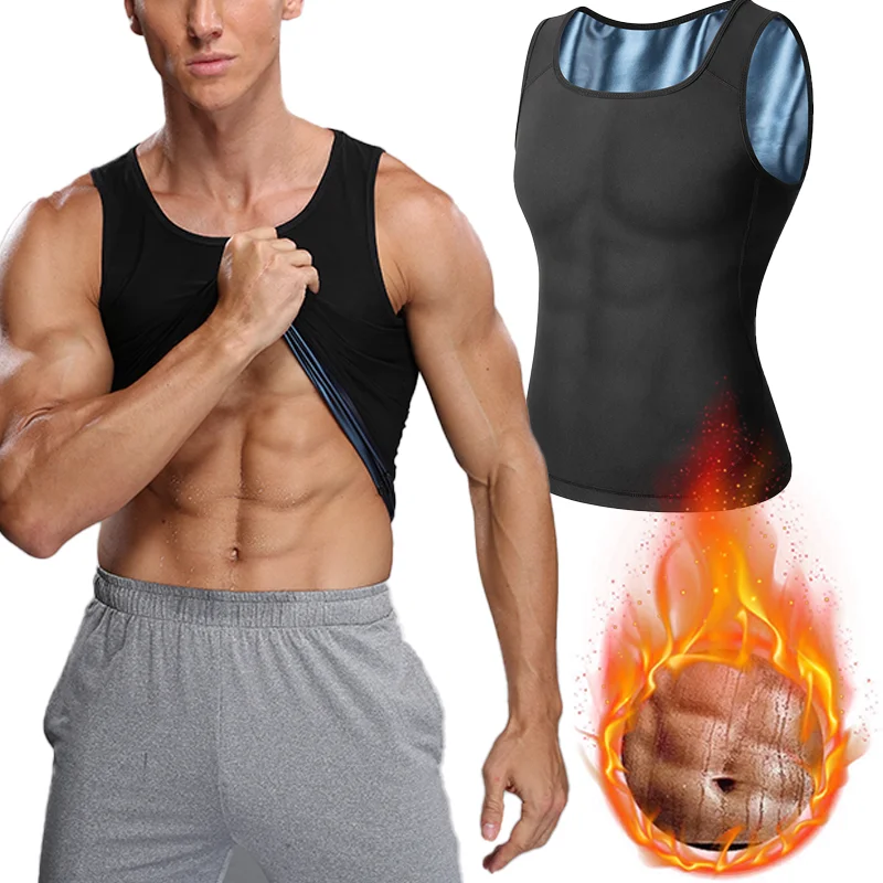 Men's Sauna Suit Sweat Heat Trapping Shirt Workout Fat Burner Vest ...