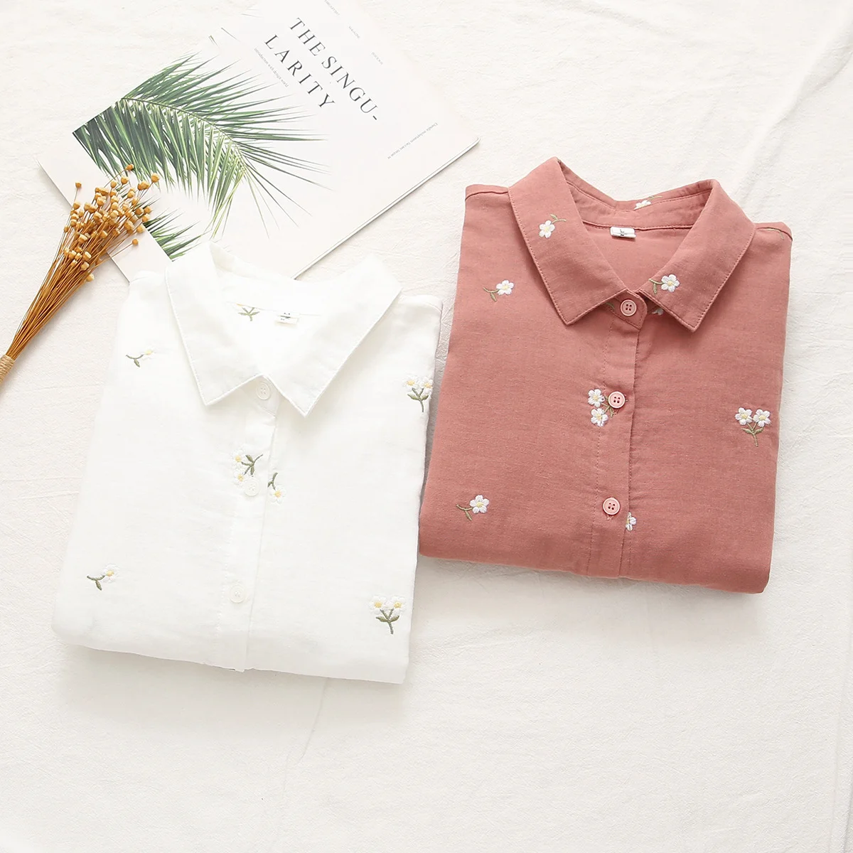 EnianEchu-Cotton-Yarn-Shirts-Women-Japan-Prairie-Chic-Style-Floral ...