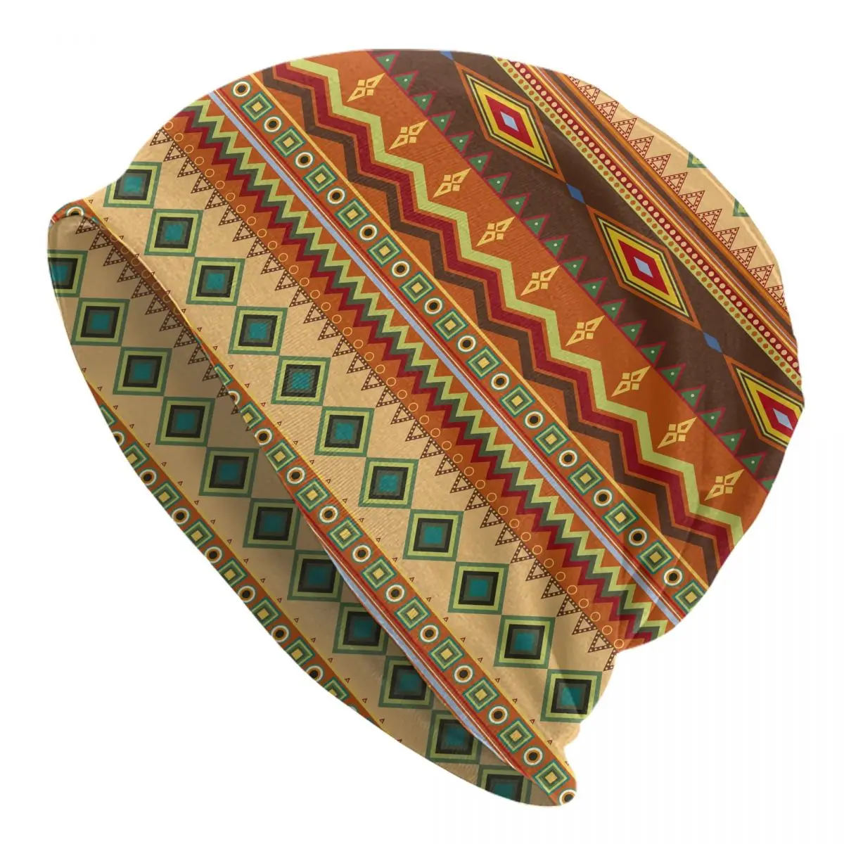 Anime-Man-Woman-Orange-Tribal-Ethnic-Stripe-Pattern-Bonnet-Hat-Autumn ...