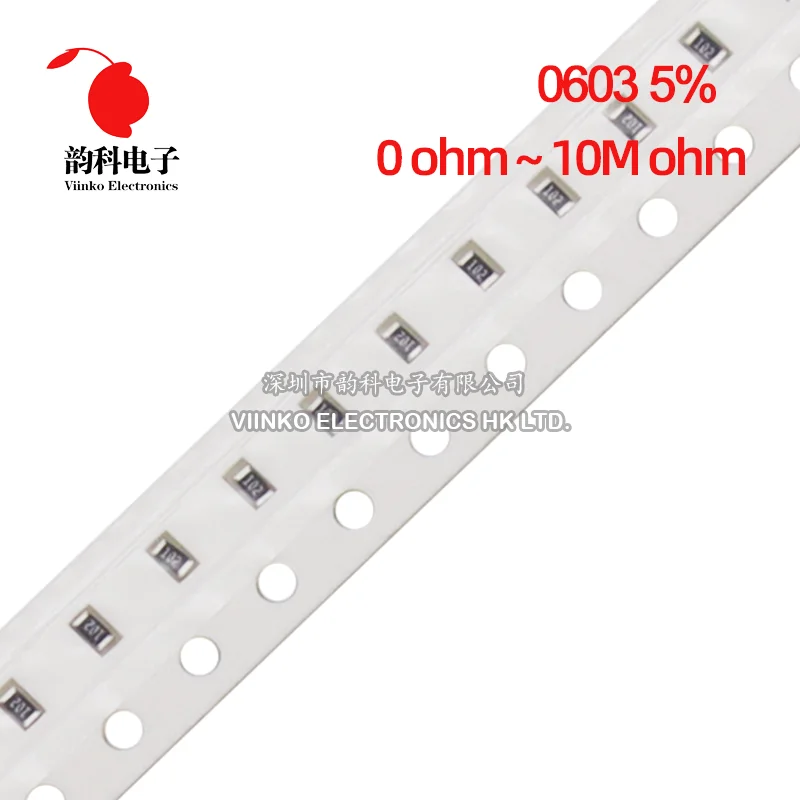 100pcs 0603 5% SMD resistor 0R ~ 10M 1/10W 10 100 150 220 330 470 ohm 1K 2.2K 4.7K 10K 100K 1M ...