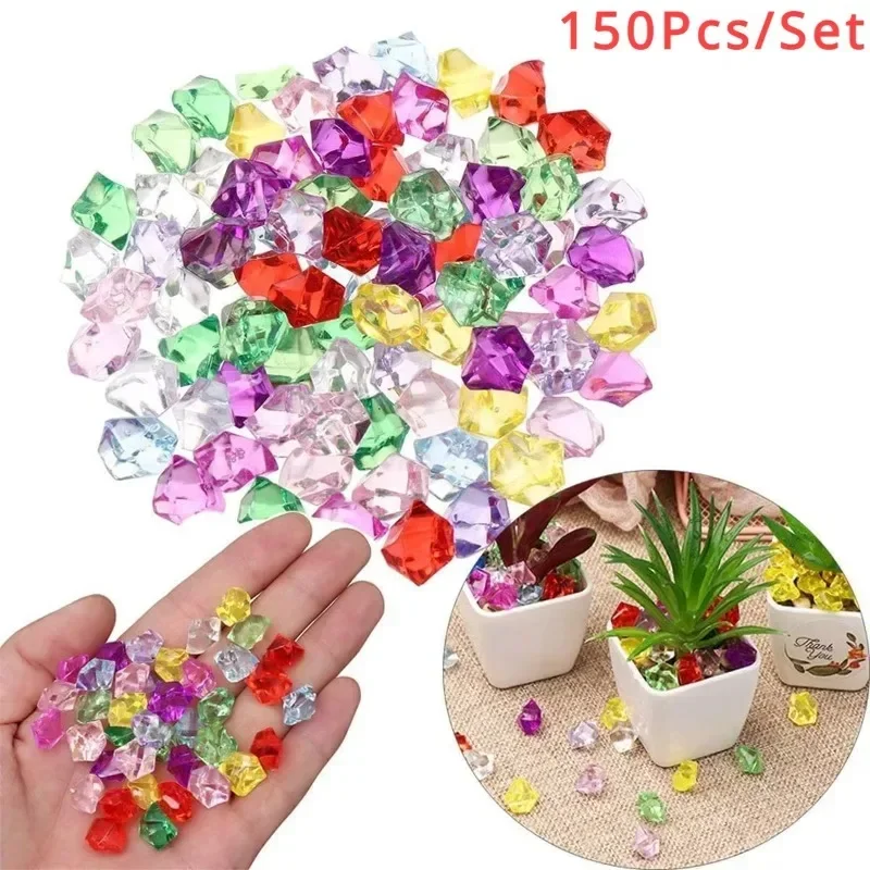 150PCS Multicolored Fake Crushed Ice Rocks, Fake Diamond Plastic Ice ...