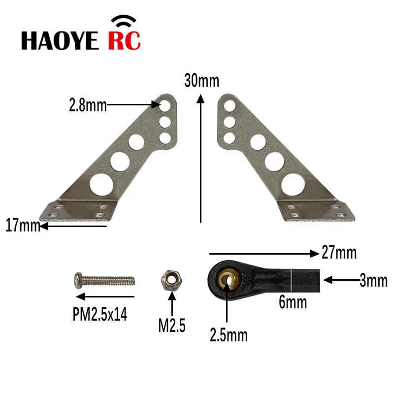Haoye-1-Set-Metal-Horns-Bolt-Through-Ball-Silver-Color-For-RC-Airplanes ...