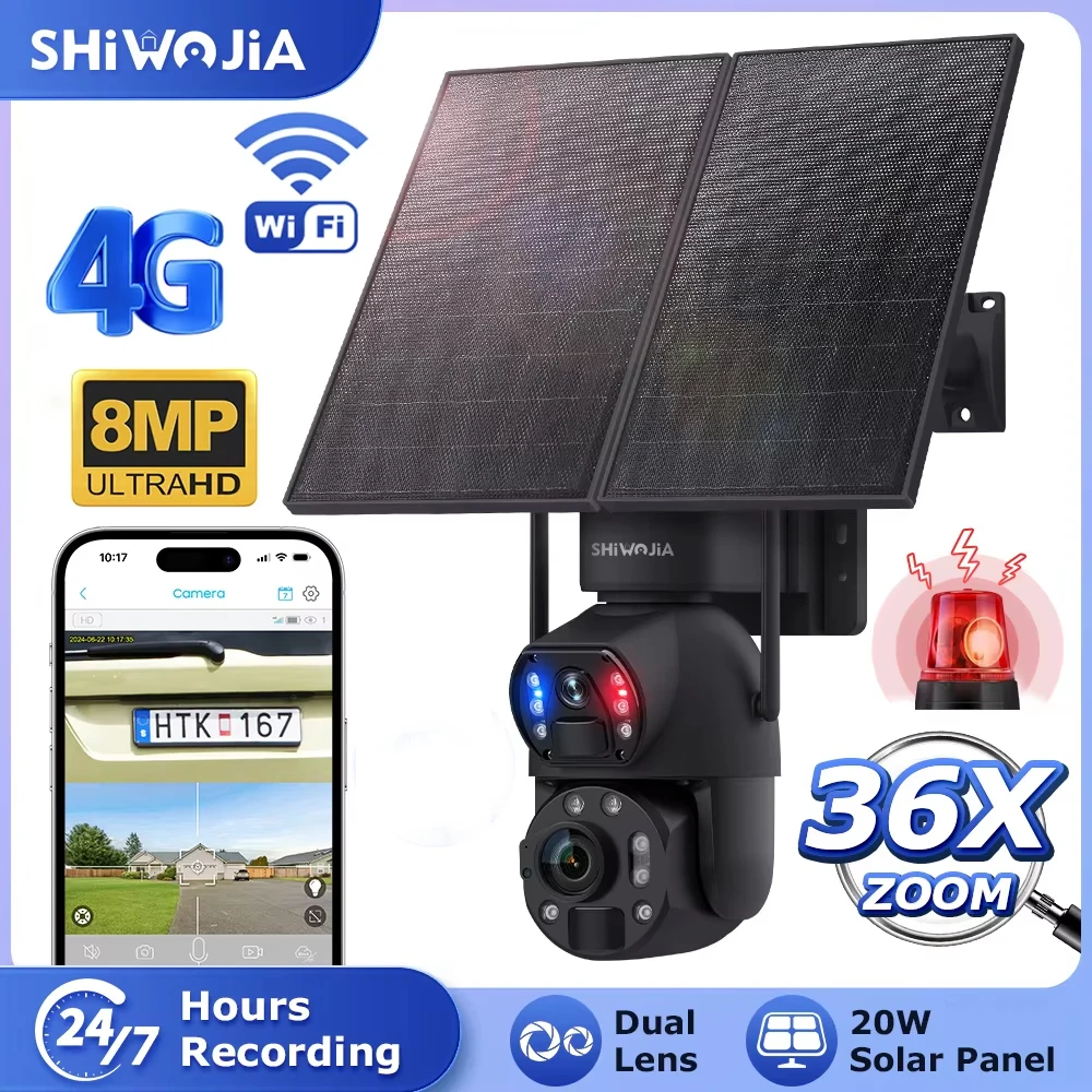 SHIWOJIA-8MP-36X-ZOOM-20W-Solar-Panel-Cameras-4G-SIM-20000mAh-Battery ...