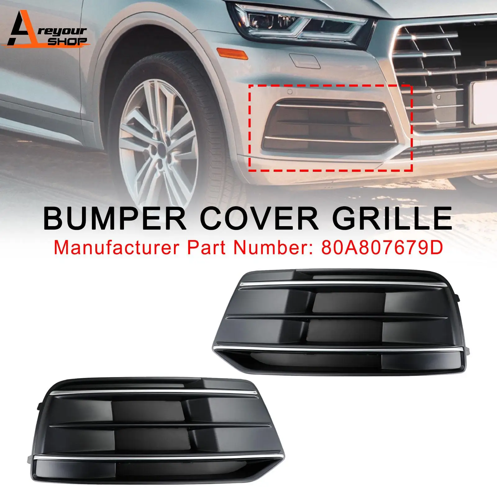 Areyourshop-2PCS-Front-Bumper-Cover-Grille-Bezel-Insert-for-Audi-Q5 ...