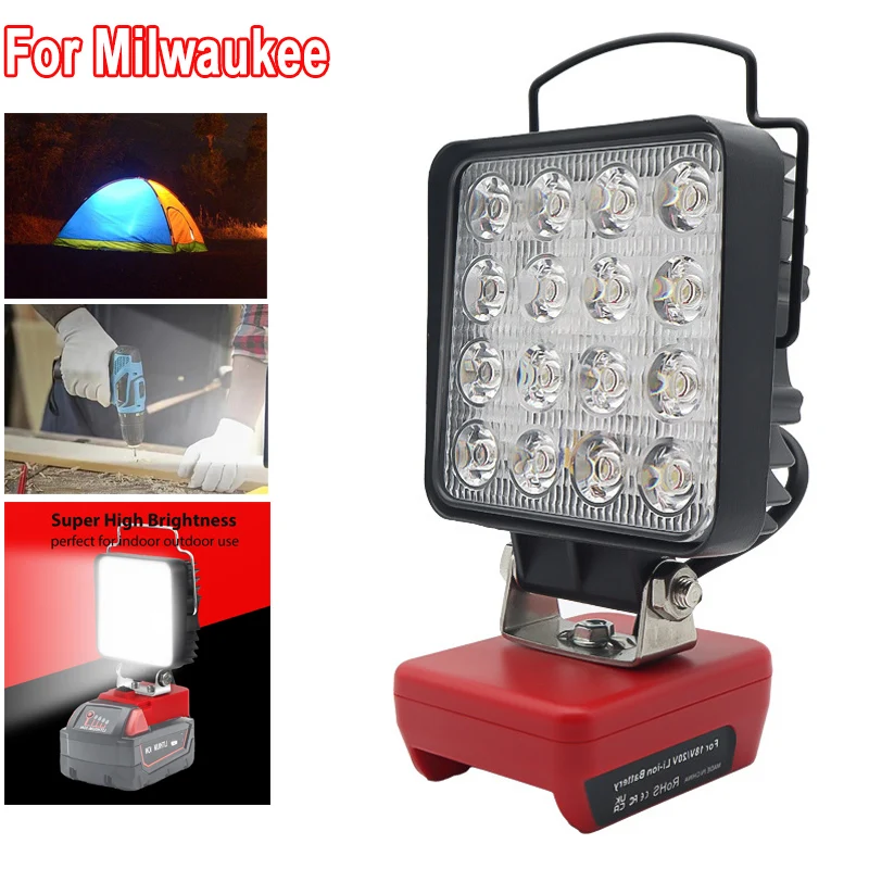 Powerful 48W LED Work Light for Milwaukee M18 Camping Lamp Workshop ...