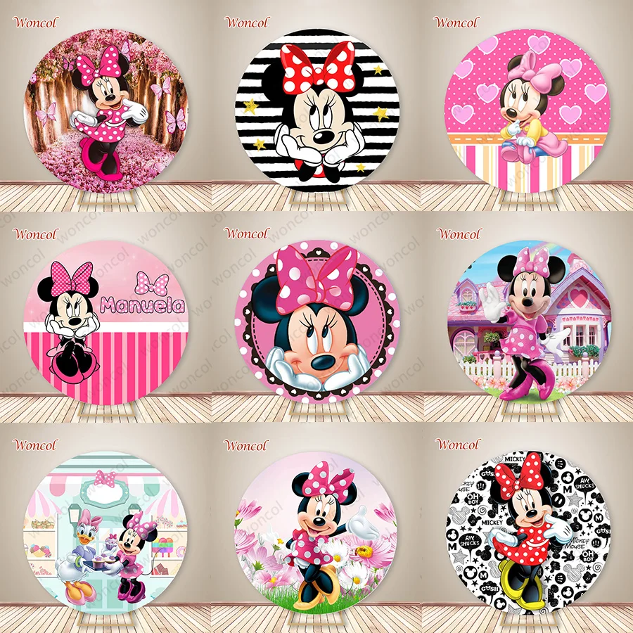 Fondo-redondo-de-Minnie-Mouse-para-ni-as-cubierta-redonda-personalizada ...