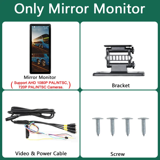 1080P Left And Right Side View Camera Monitor System 12.3 Inch 2CH Bus ...