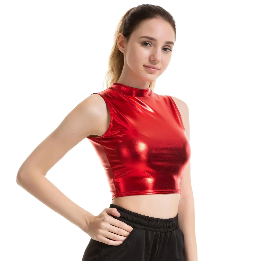 Women Metallic Crop Top Dance | Metallica Tank Top Womens | Metallic ...