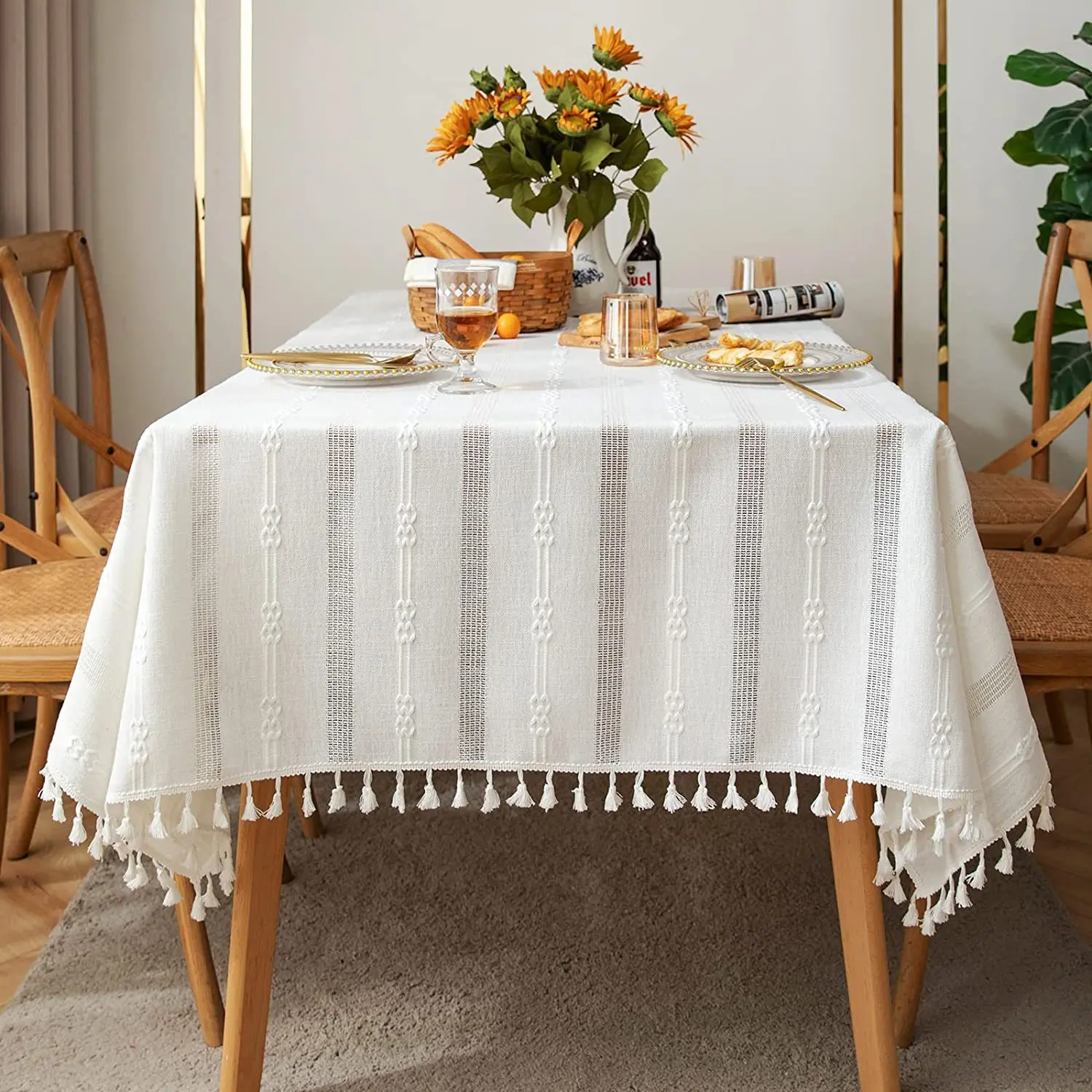 Cotton-Linen-Vintage-Rustic-White-Cutout-Ornament-Table-Cloth-with ...