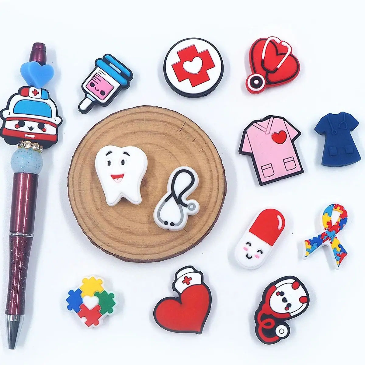 Chenkai-10PCS-Doctor-Nurse-Hat-Silicone-Focal-Beads-For-Beadable-Pen-Silicone-Charms-for-Pen ...