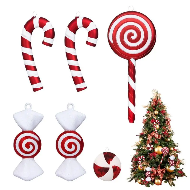 Christmas Glitter Candy Cane Large Christmas Candy Lollipop Ornament ...