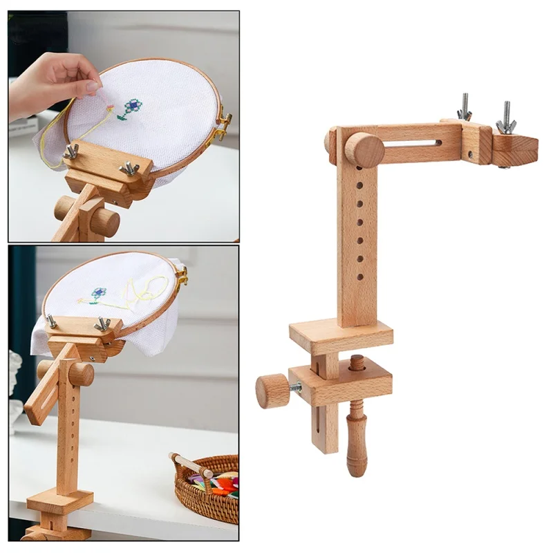 Wooden Embroidery Hoop 360 Degree Rotation Adjustable Desktop Stand ...