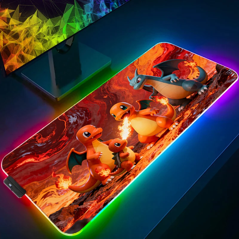 Backlight Mouse pads RGB P-Pokemons Charizard Computer carpet Laptop ...