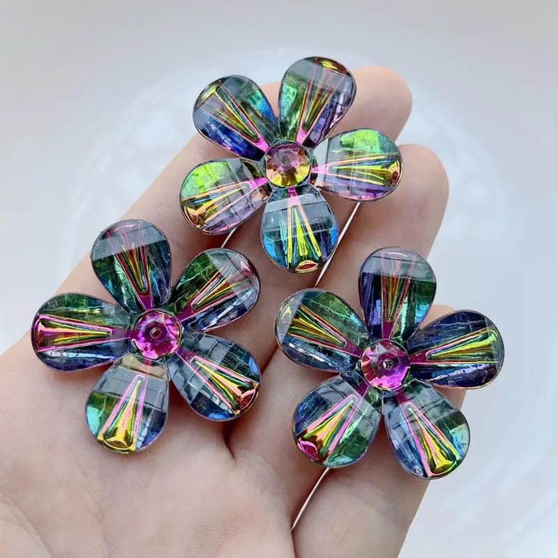 Brilliant 40mm flower ab rhinestone Diy jewelry making button ...