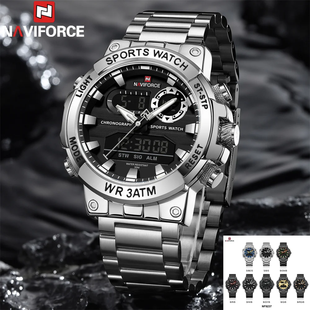 NAVIFORCE Men Watch Quartz Digital Male Clock Military Sport Business ...