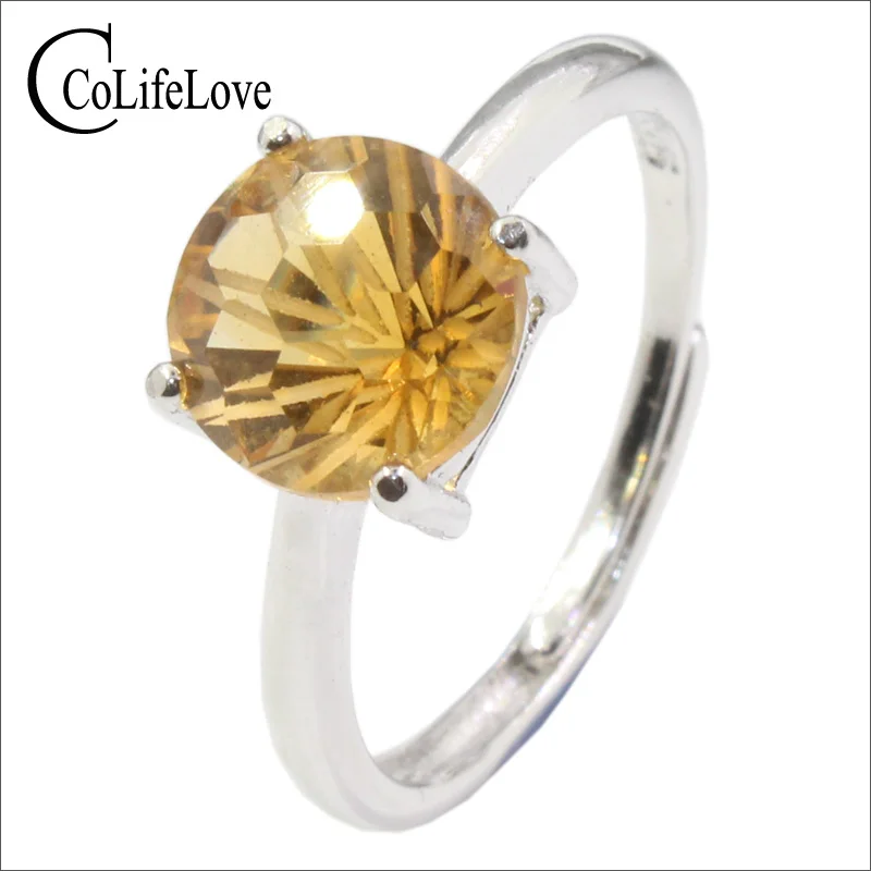 Dazzling Citrine Engagement Ring 8mm Brilliant Round Cut Natural ...