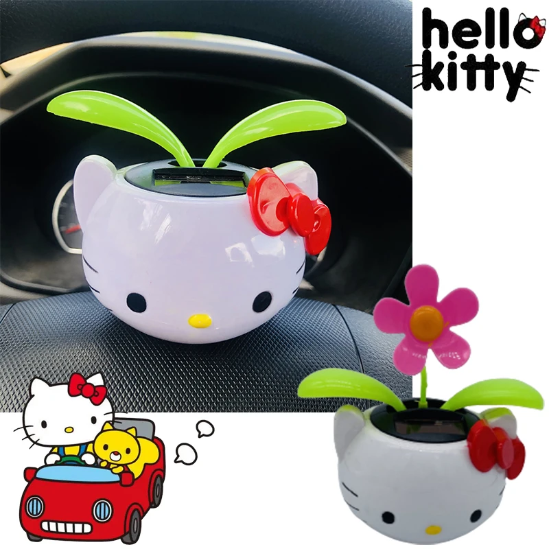 Hello Kitty Car Solar Ornaments Creative Cute Auto Solar Dancing Flower ...