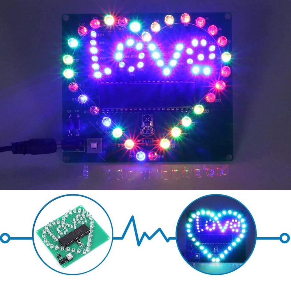 DIY-Electronic-Kit-LED-Flashing-Heart-Love-Lights-Valentine-s-Gift ...