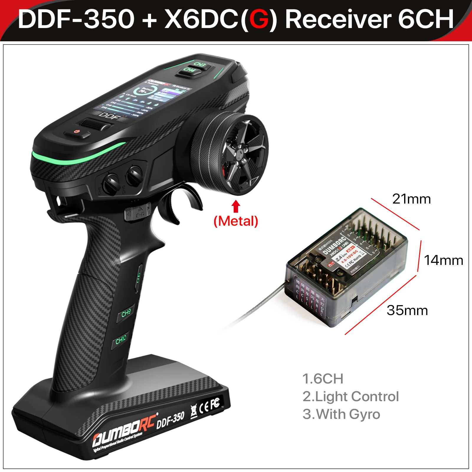 DUMBORC DDF-350 10CH RC Remote Controller 10 Channel 2.4Ghz HD ...