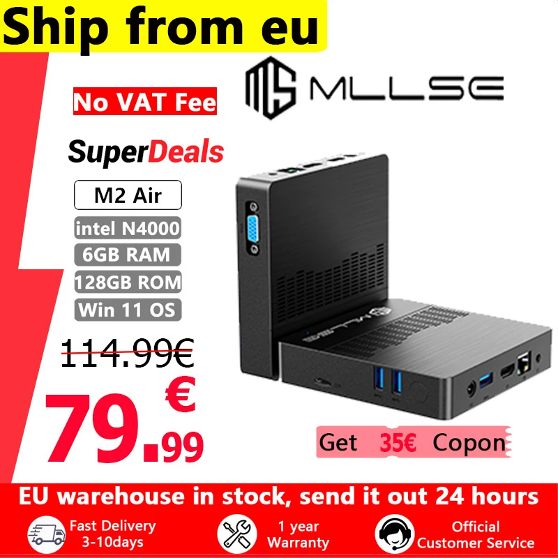 MLLSE-M2-Air-Mini-PC-Intel-Celeron-N4000-6GB-DDR4-128GB-M-2-SSD-Windows ...