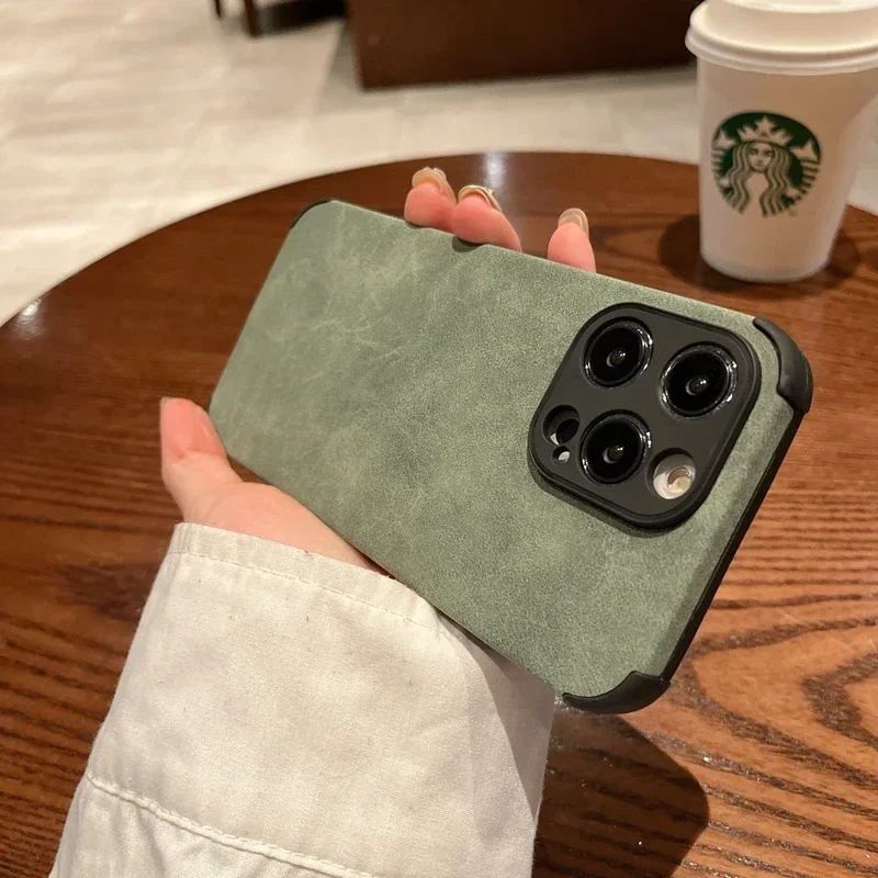 Luxury-Solid-Color-Soft-Lint-Cortex-Phone-Case-For-IPhone-14-15-13-12 ...