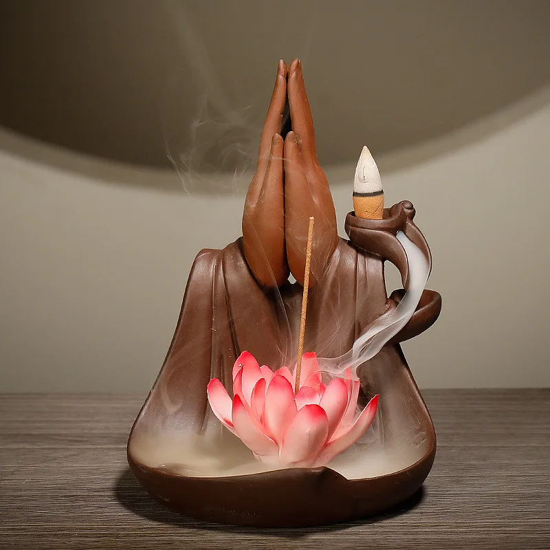 Zen Buddha Hand Incense Burners Backflow Incense Burner Holder Lotus ...