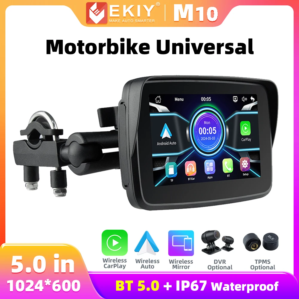 EKIY M10 5 inch Motorcycle Waterproof Wireless Android Auto Carplay ...
